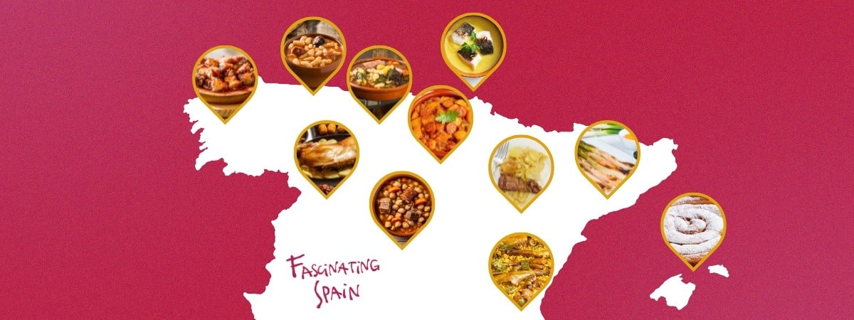 Map of traditional Spanish dishes